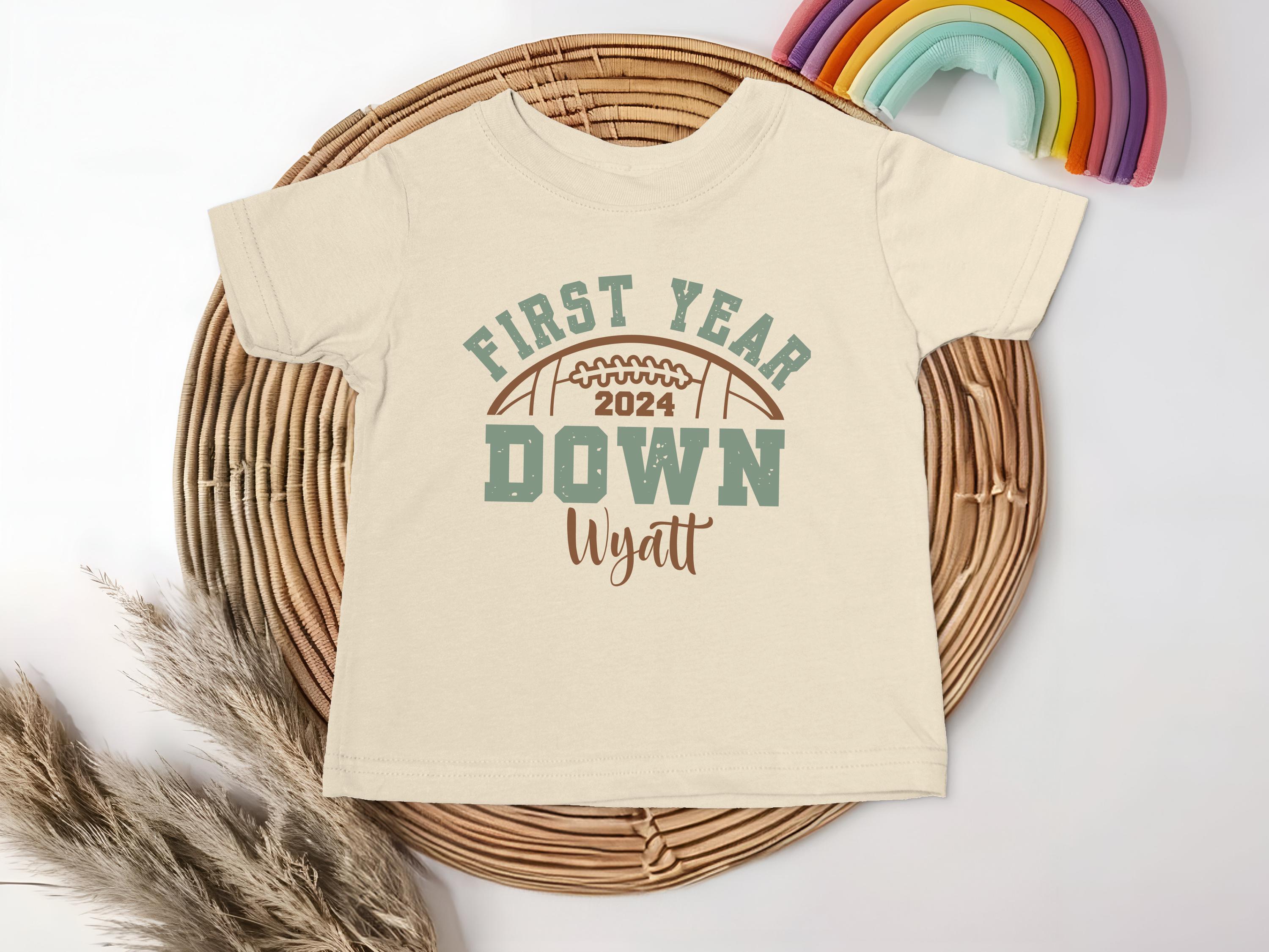 Personalized 1st Year Down Birthday Shirt, Football 1st Birthday Tee, Touchdown One Year, 1st ...