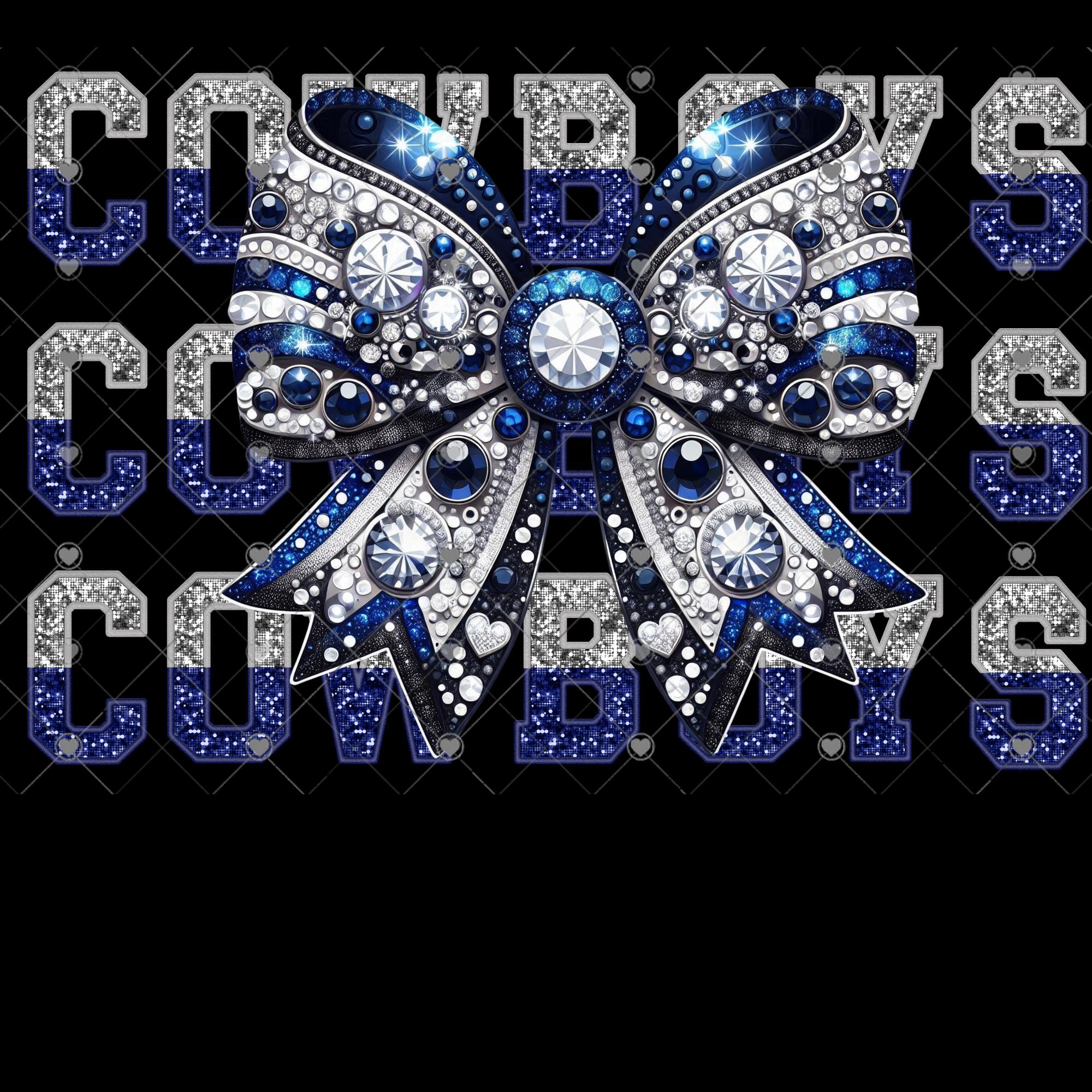 Cowboys Rhinestone Bow PNG - Etsy