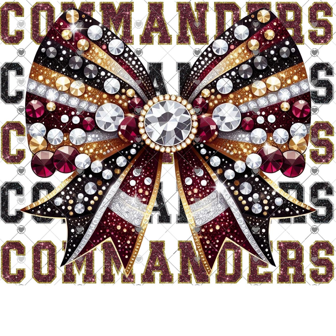 Commanders Rhinestone Bow Png - Etsy