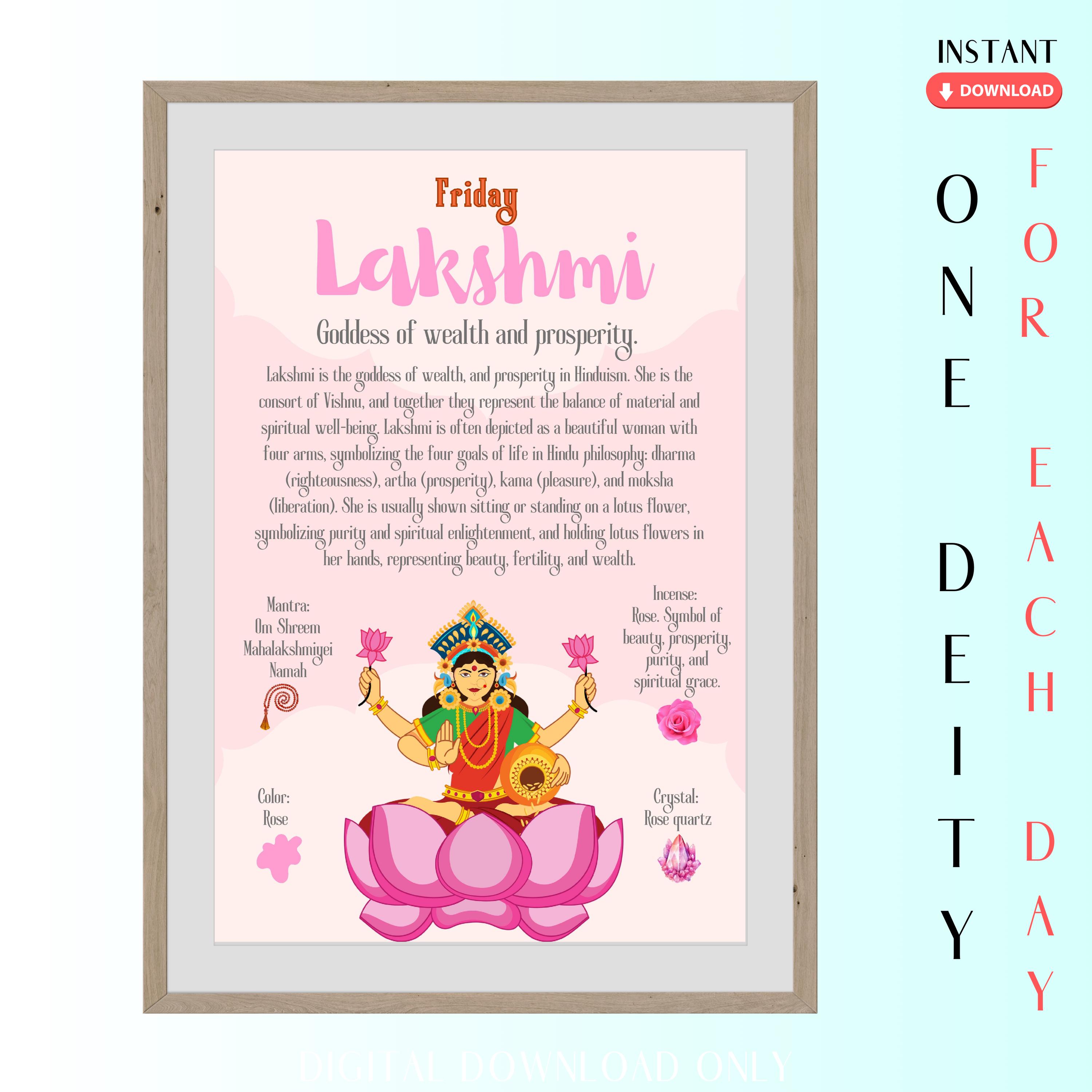 One Deity for Each Day - Hindu Deity Wall Art Set - 7 Digital Artworks ...