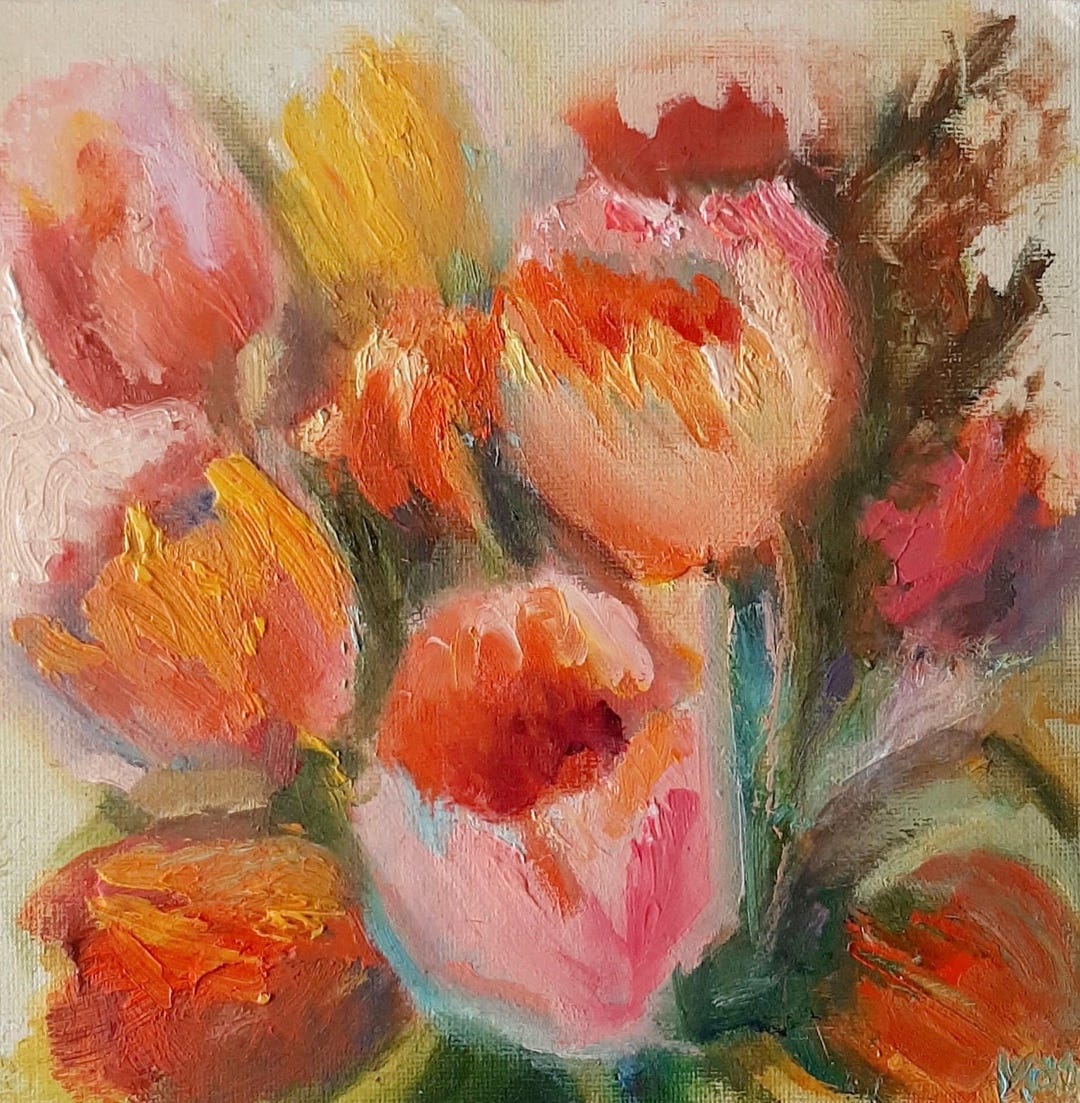 Tulips in Bloom – Original Floral Art, Vibrant Oil Painting, Spring ...