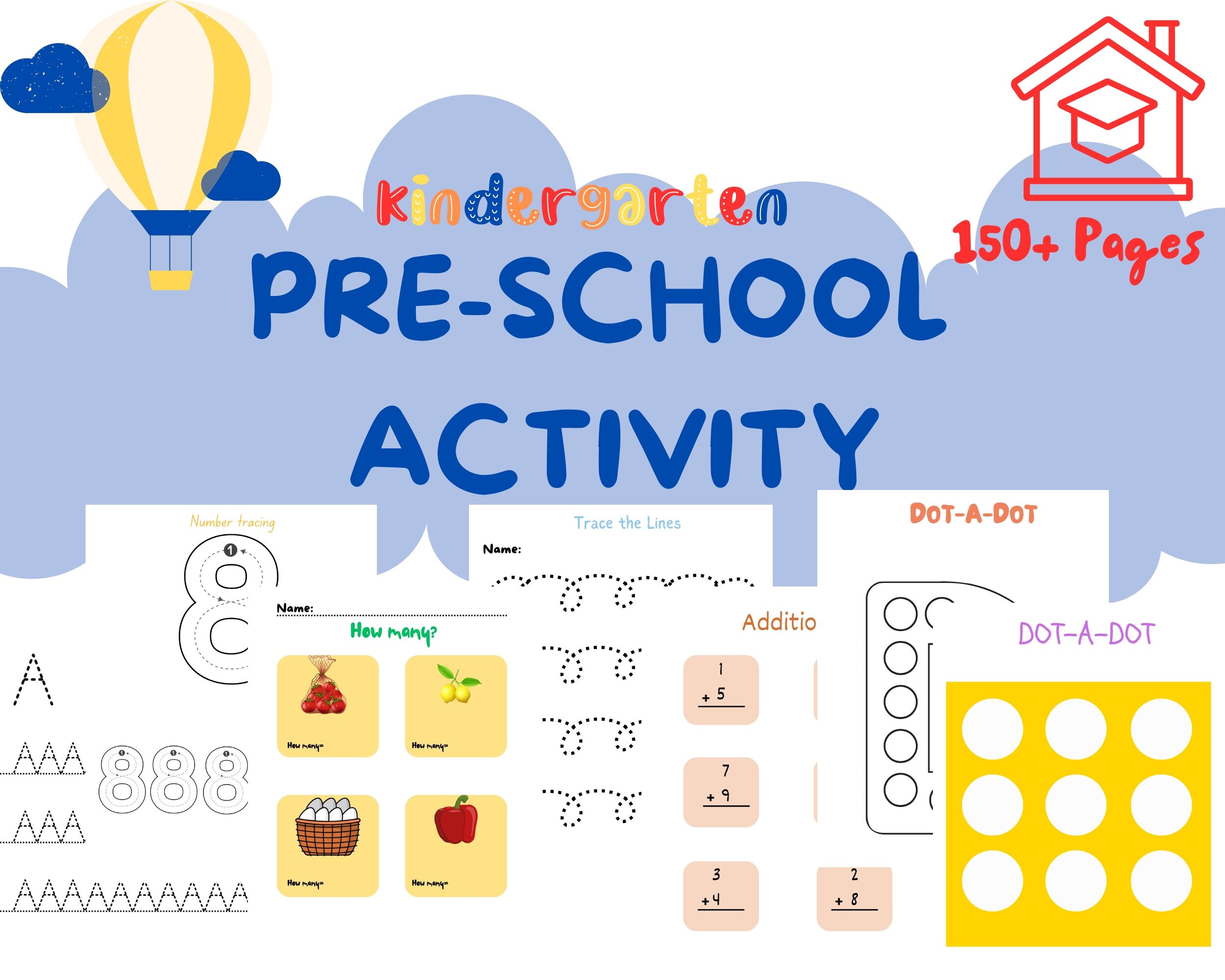 PLR Preschool Kindergarten 150 Printable Activity Worksheets MRR ...
