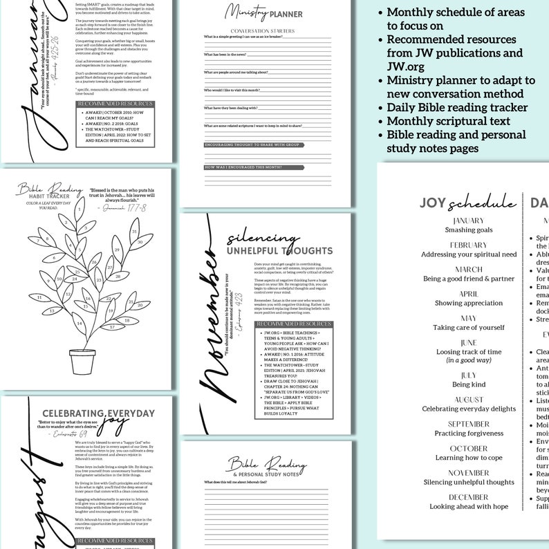 Editable 2024 Spark Joy Weekly Planner JW Bible Study Tracker Mental ...