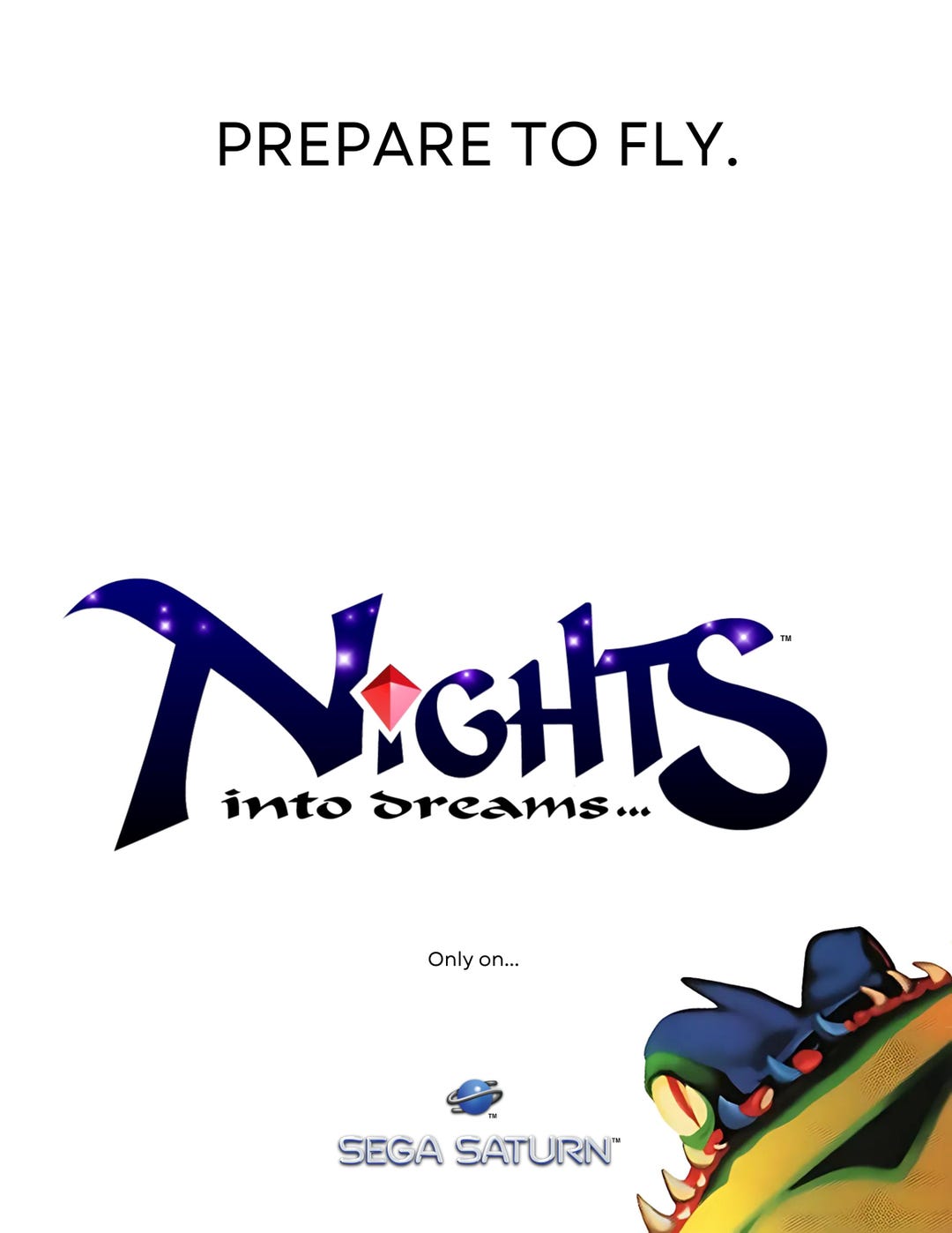 Nights Into Dreams "prepare to Fly" (sega Saturn) 12x9in Poster With ...