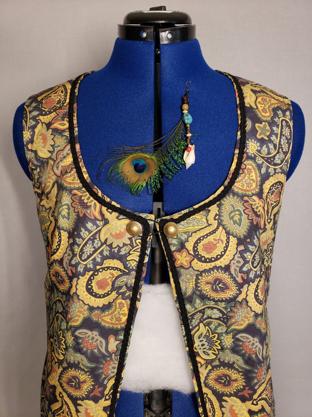 Vest Waistcoat Long Pirate Wench Pirate Paisley Burgundy Earring ...