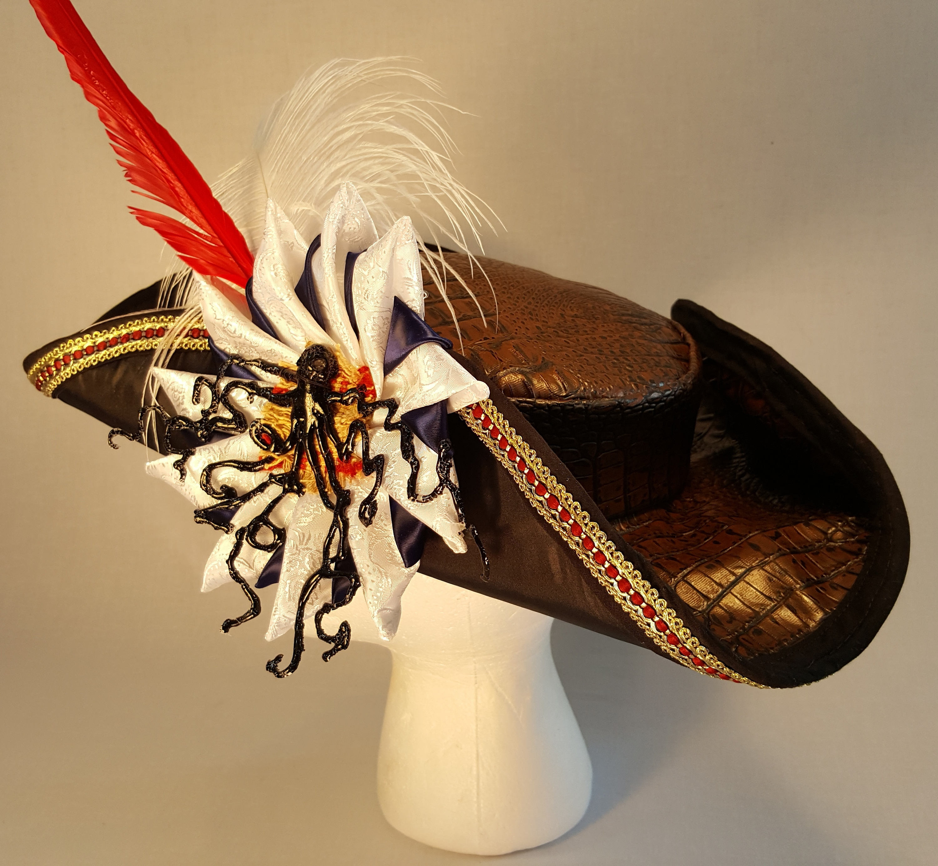 Pirate Hat Tricorn Cockade Feather Octopus - Etsy