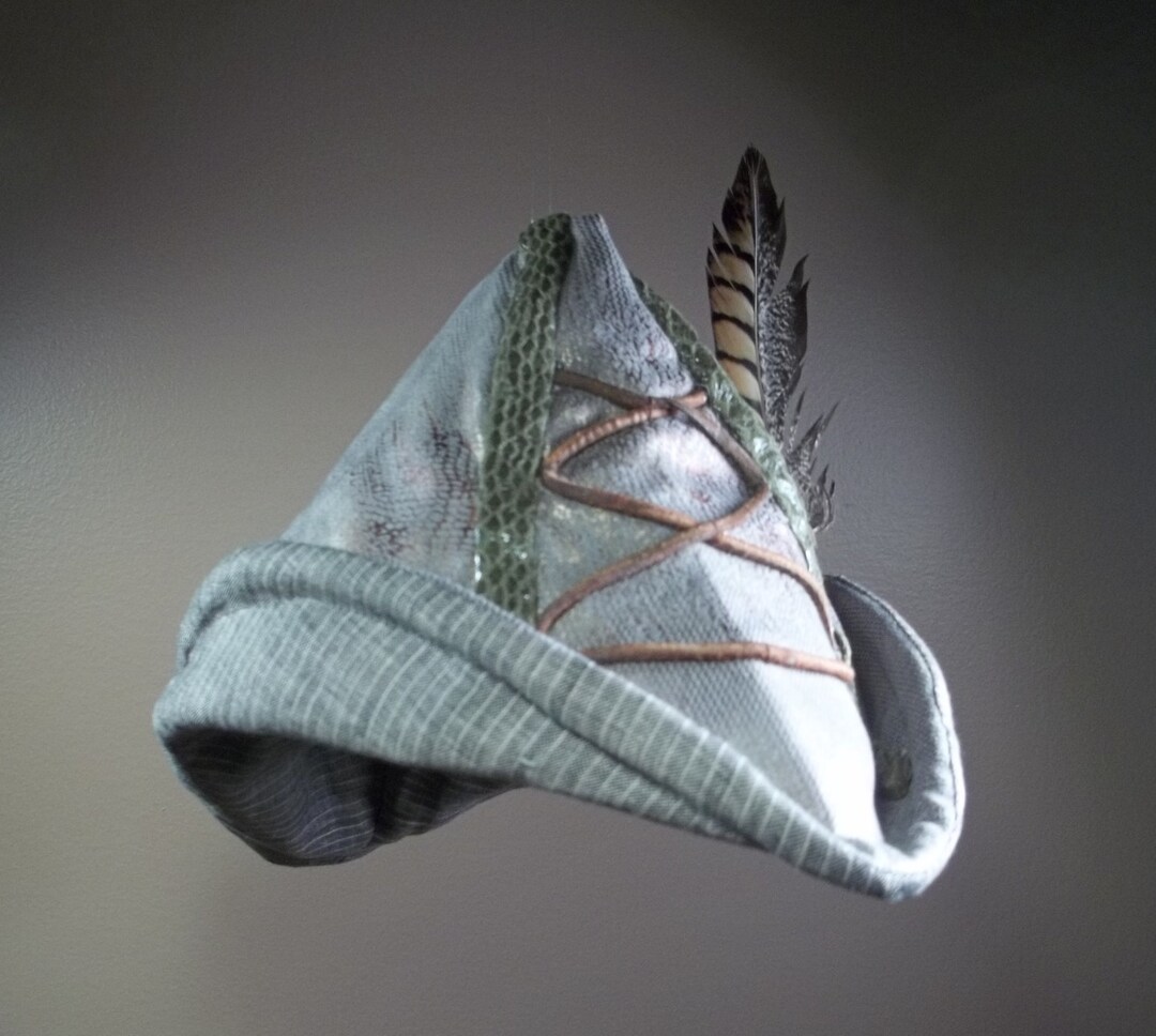 Robin Hood Hat Archer Grey Snakeskin Pheasant Feather Lace Up - Etsy