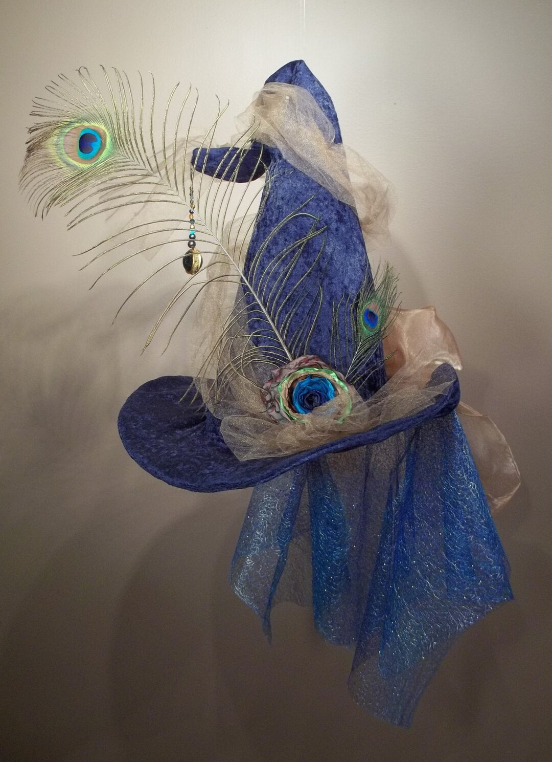 Witch Hat Peacock Blue Gold - Etsy