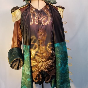 Pirate Costume 3 Piece Faux Leather Jacket Skull and Crossbones Coin ...