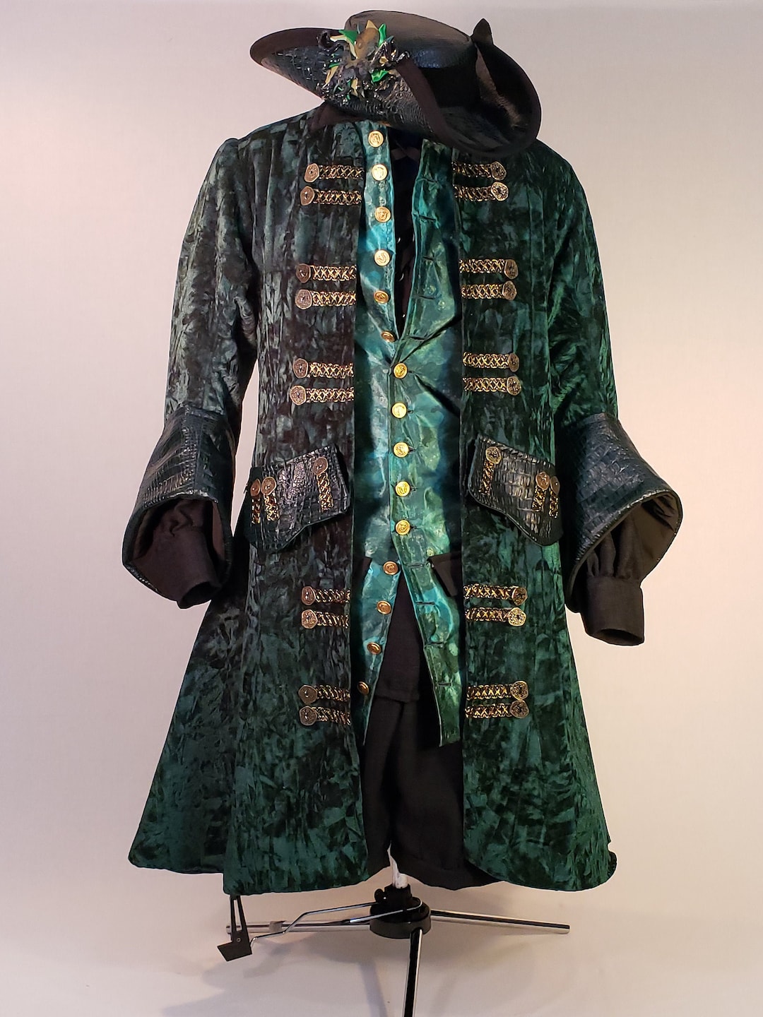 Pirate Costume 5 Pc Sea Monster Jacket Tricorn Hat Vest Waistcoat Pants ...