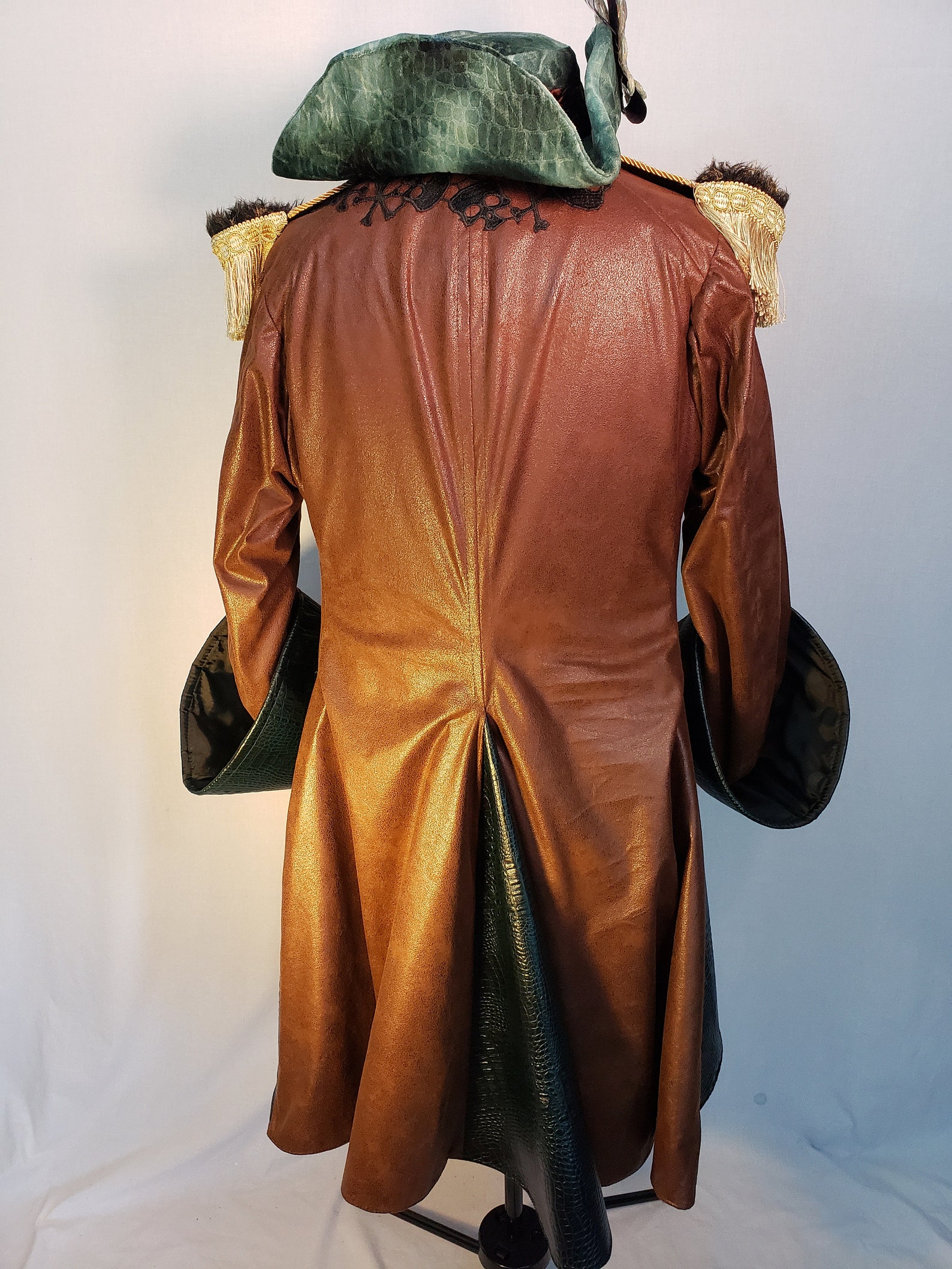 Pirate Costume 3 Piece Faux Leather Jacket Skull and Crossbones Coin ...