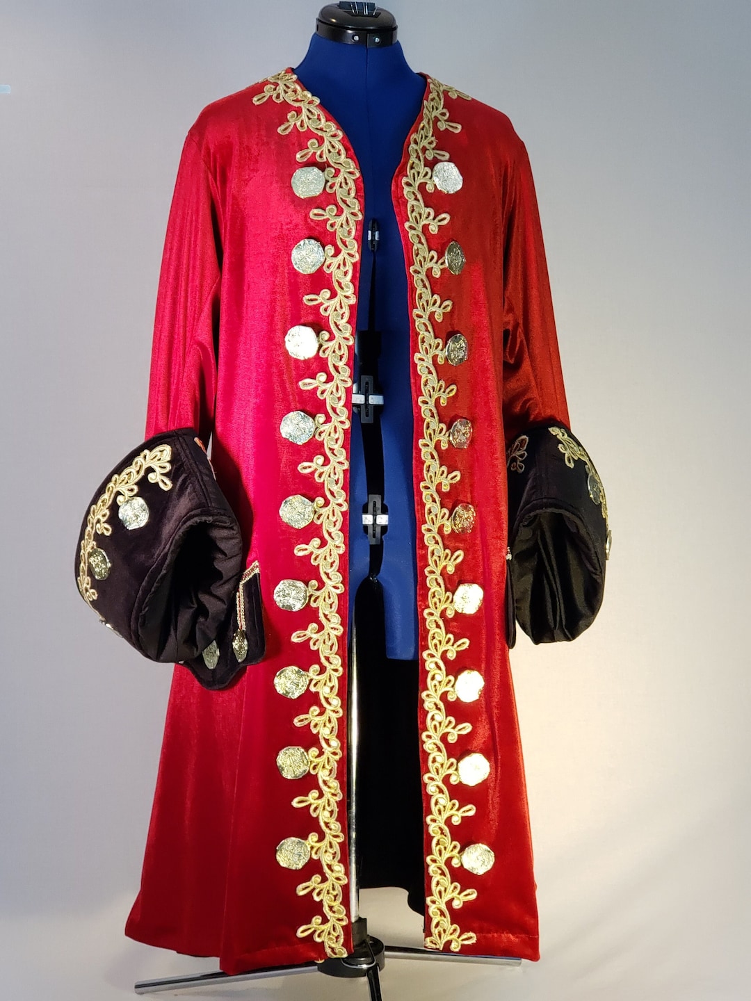 Captain Hook Pirate Jacket Dance Costume Moisture Wicking Stretch Red ...