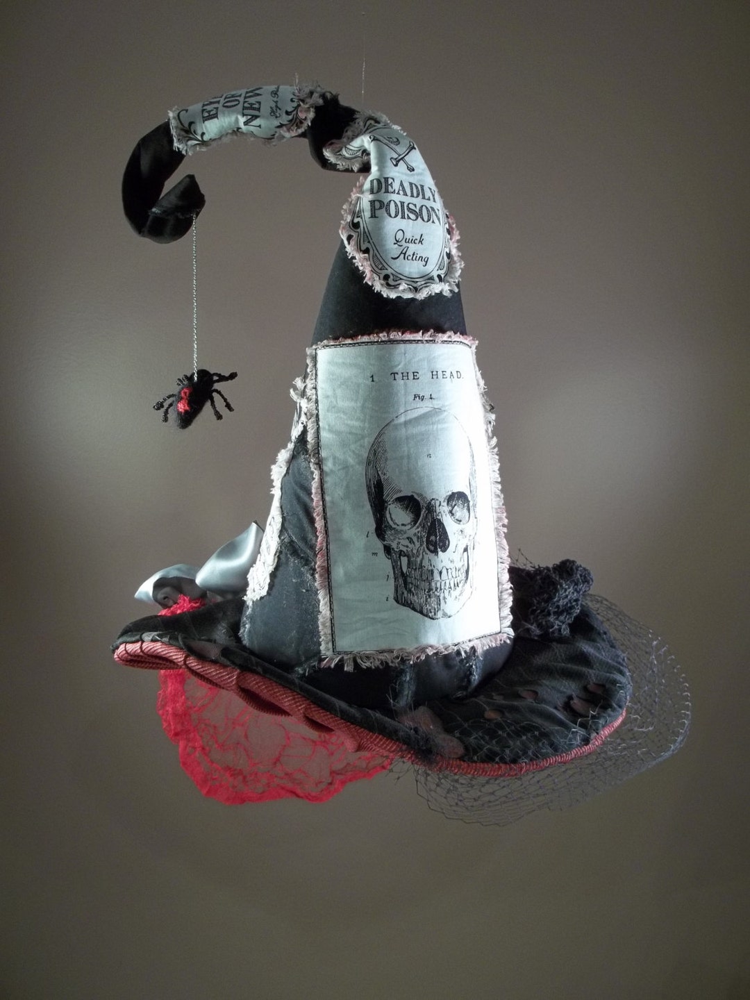 Witch Hat Potions Spells Spider Black Red White - Etsy