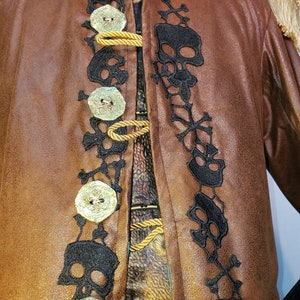 Pirate Costume 3 Piece Faux Leather Jacket Skull and Crossbones Coin ...