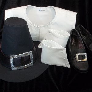 Pilgrim Hat Collar Shoe Buckles Costume Puritan Historic Accessories ...