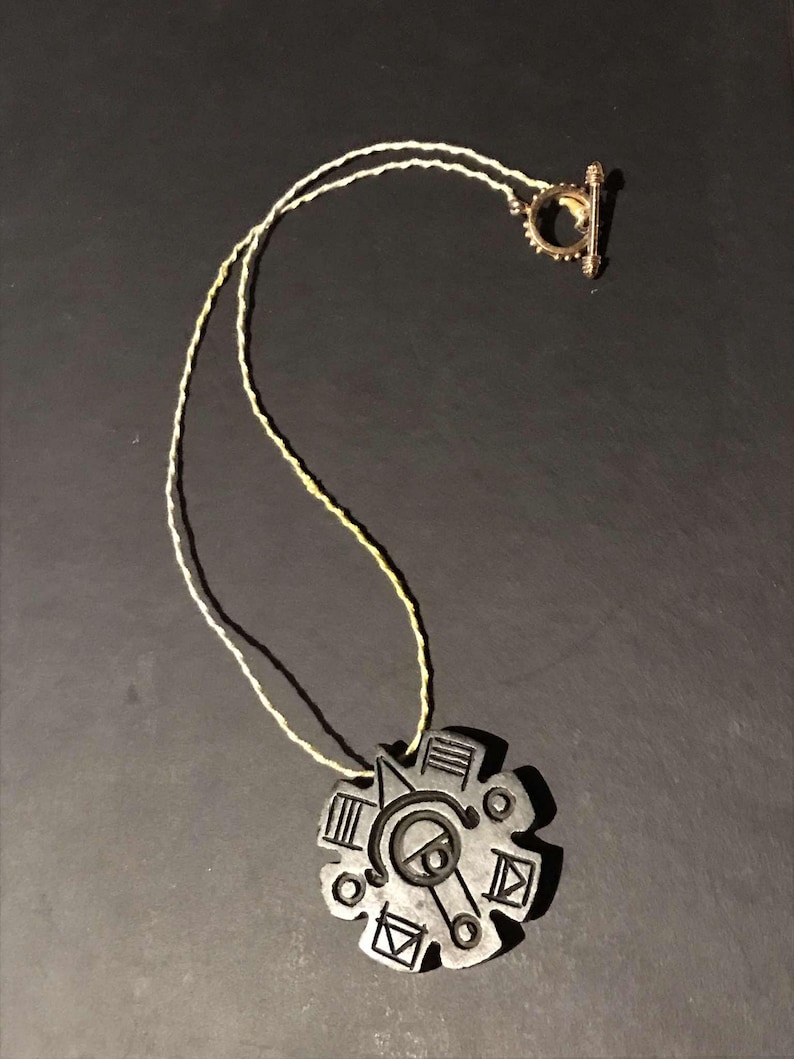 Ollin Pendant, Aztec Calendar Symbol, Guatemalan Jade Style, Serpentine ...