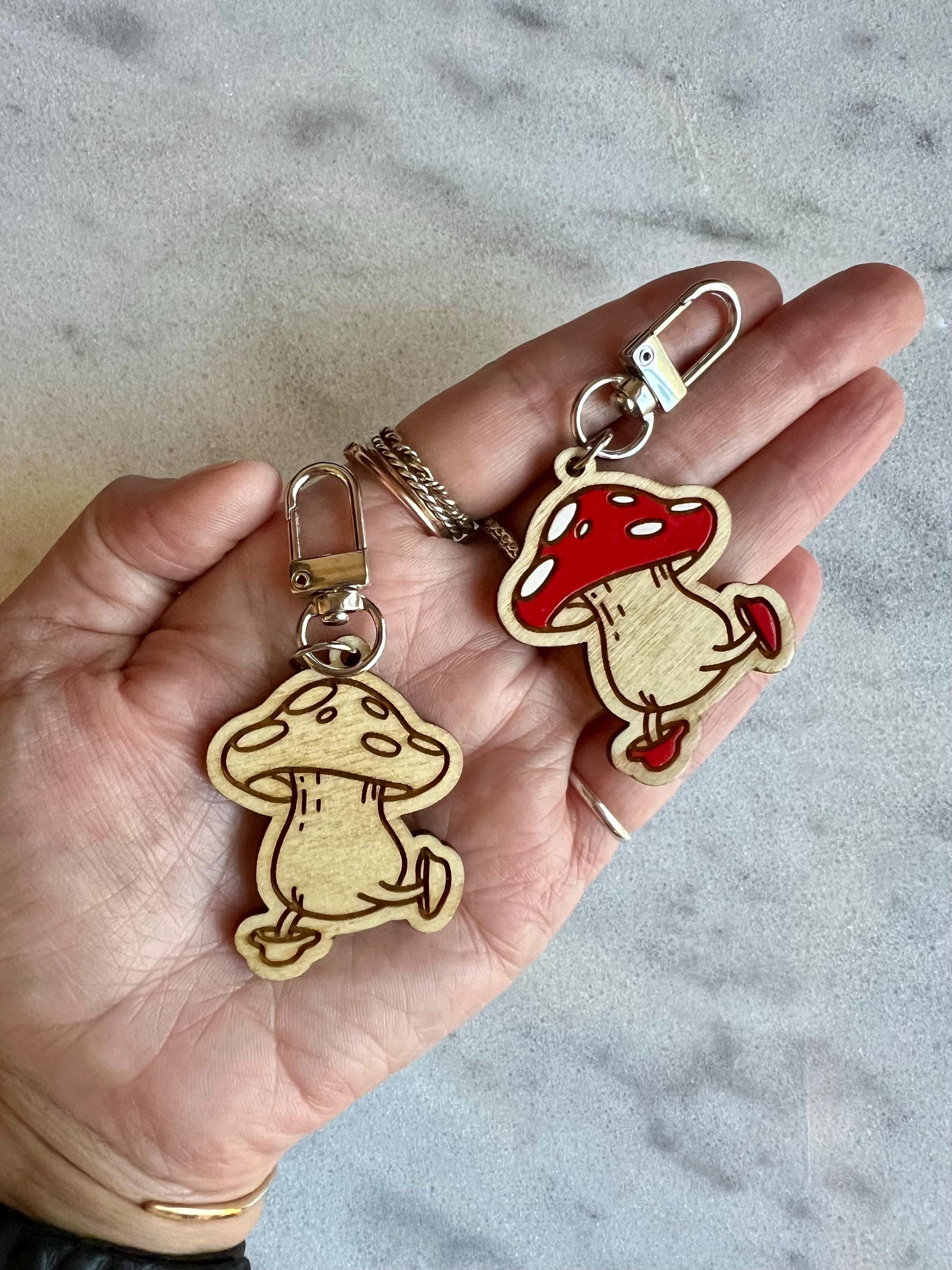 Walking Dungeon Mushroom Laser Cut Wood Keychain Charm - Etsy