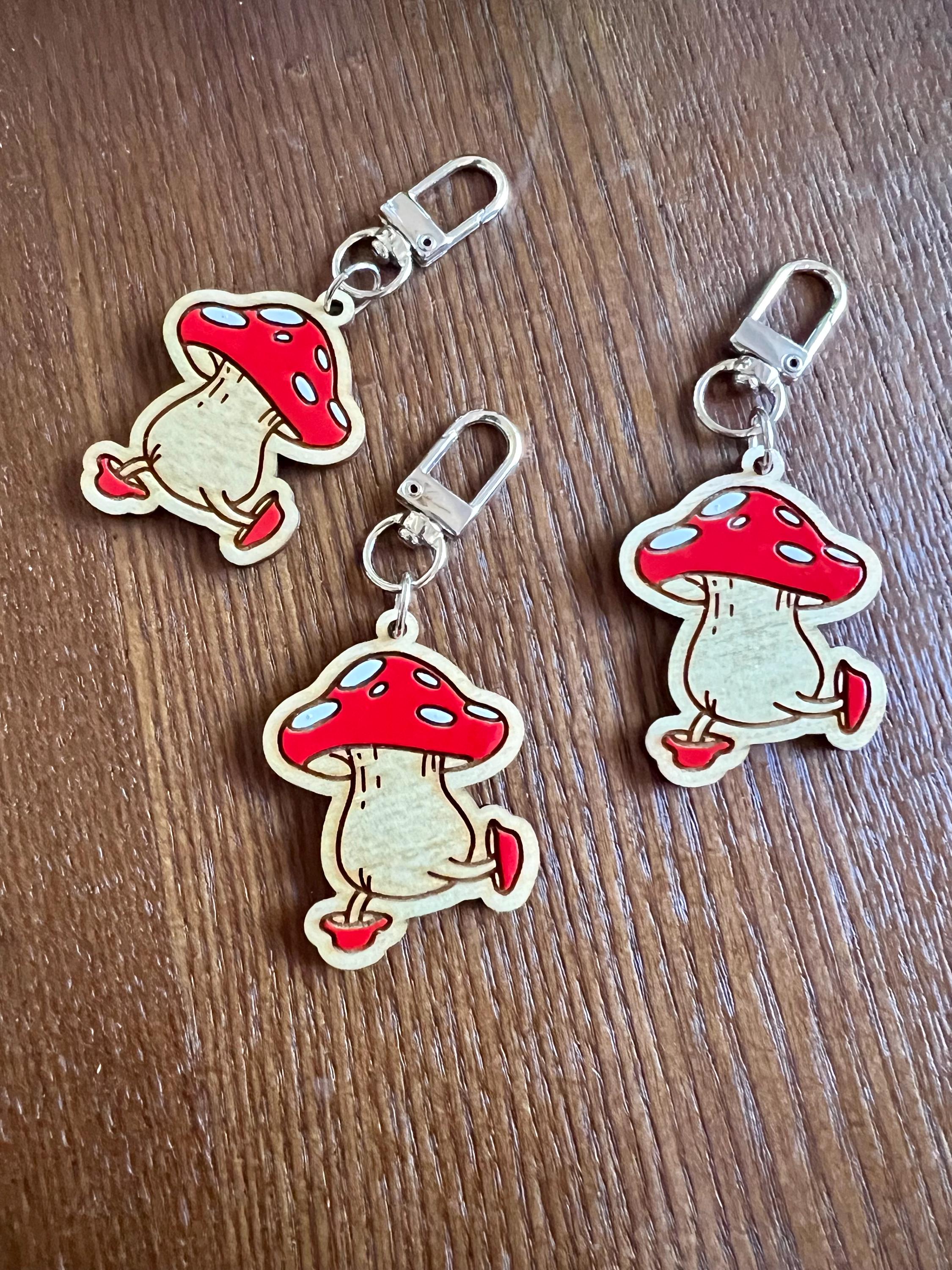 Walking Dungeon Mushroom Laser Cut Wood Keychain Charm - Etsy