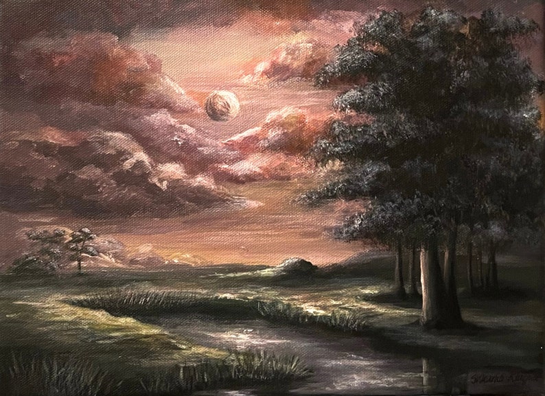 Dark Landscape Painting on Canvas - Etsy