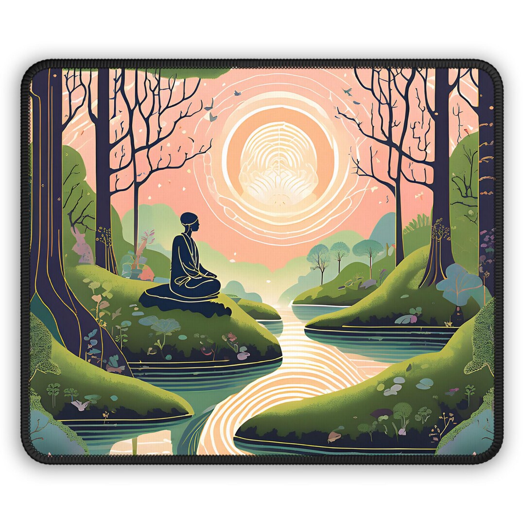 Forest Meditation Gaming Mouse Pad Nature Yoga Desk Accessory Serene ...