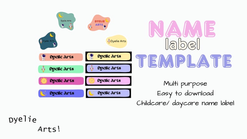 Childcare/daycare Printable Name Label Stickers Template - Etsy