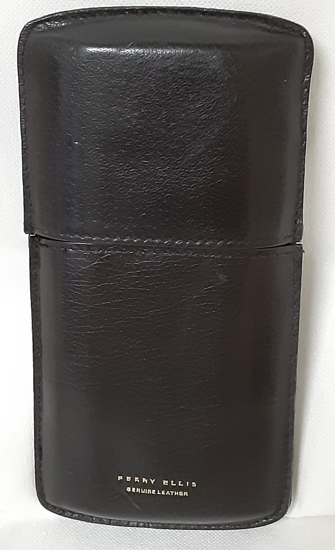 1980 Perry Ellis Black Leather 3 Slots Cigar Carrying Case Holder ...