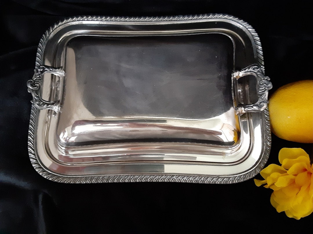 Serving Dish Silverplate Rectangular Covered Serving Dish Ornate ...