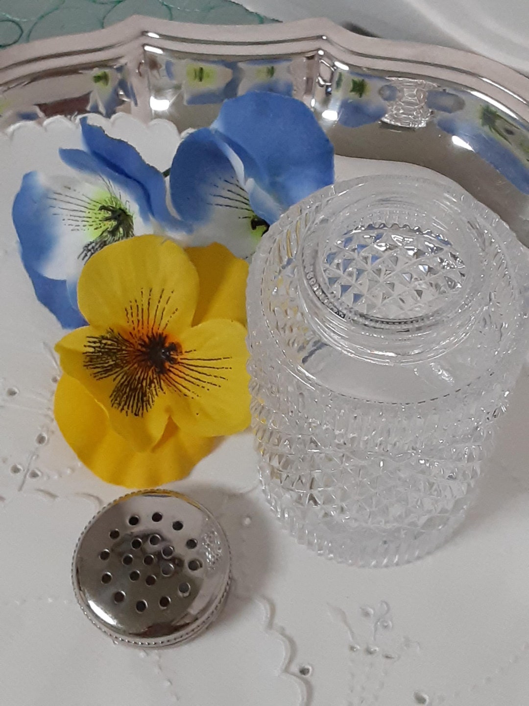 Old Crystal Glass Sugar Shaker Germany Nachtmann Sugar Caster Silver ...