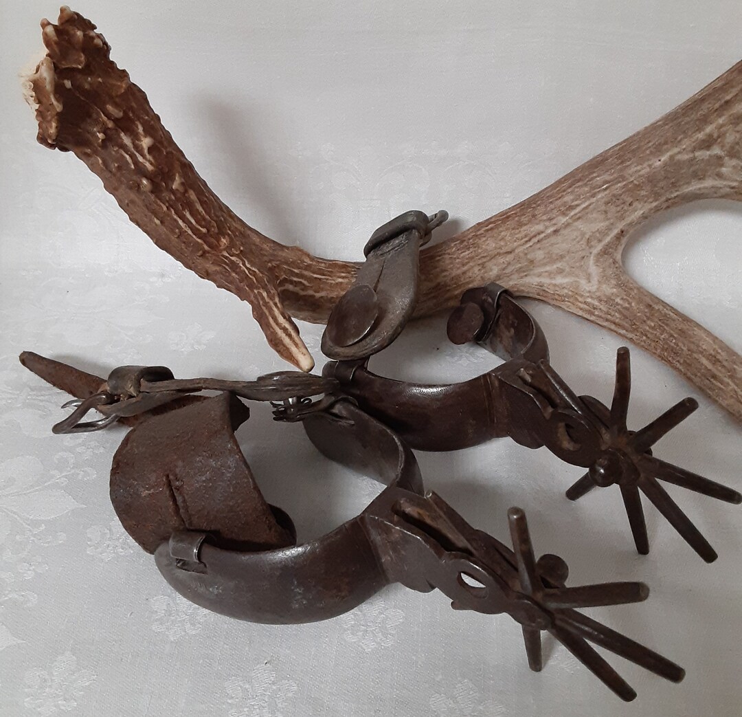 Antique Mexican Charro Cowboy Spurs Hand Forged Wrought Iron Blunt Tip ...