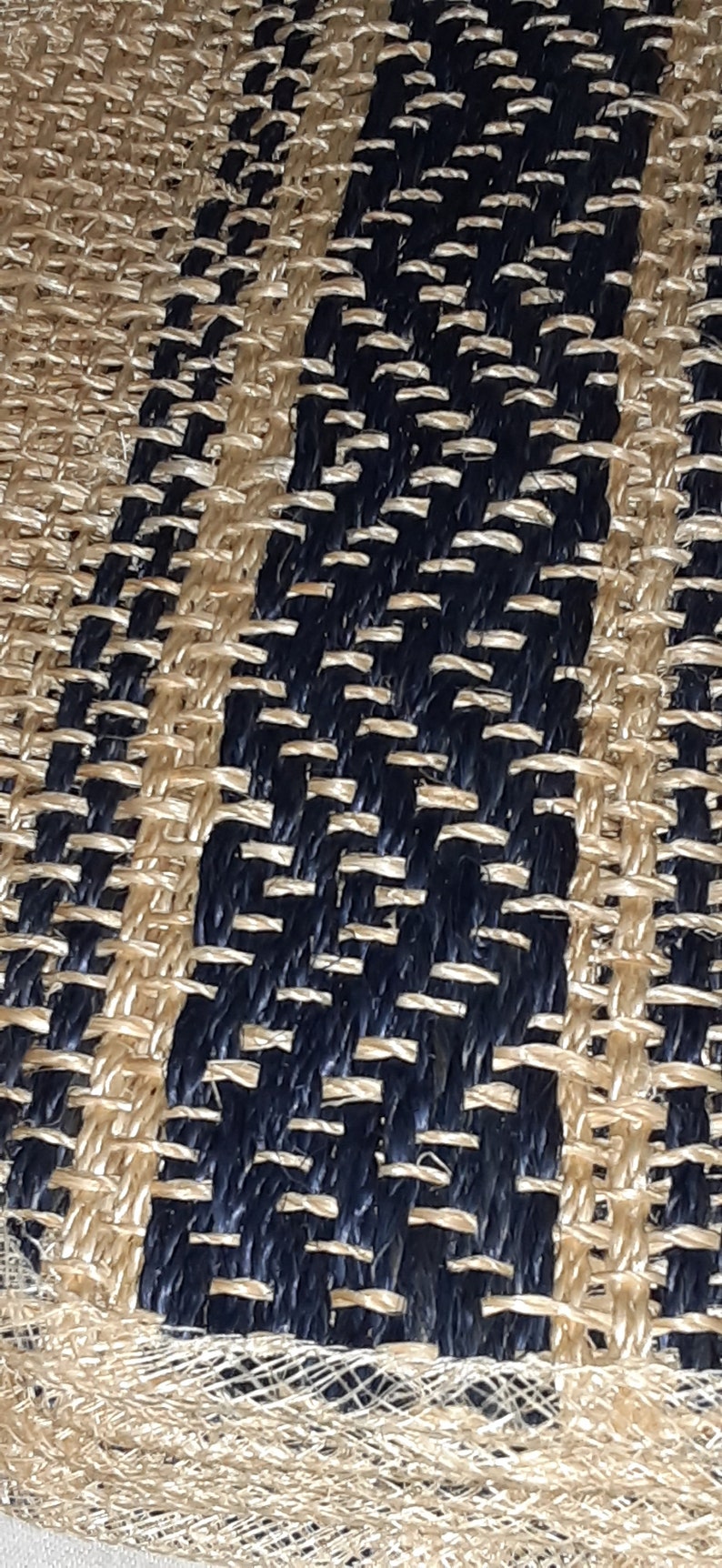 Set of 6 Placemats Navy & Natural Abaca Fiber Zigzag Stripe Hand Made ...