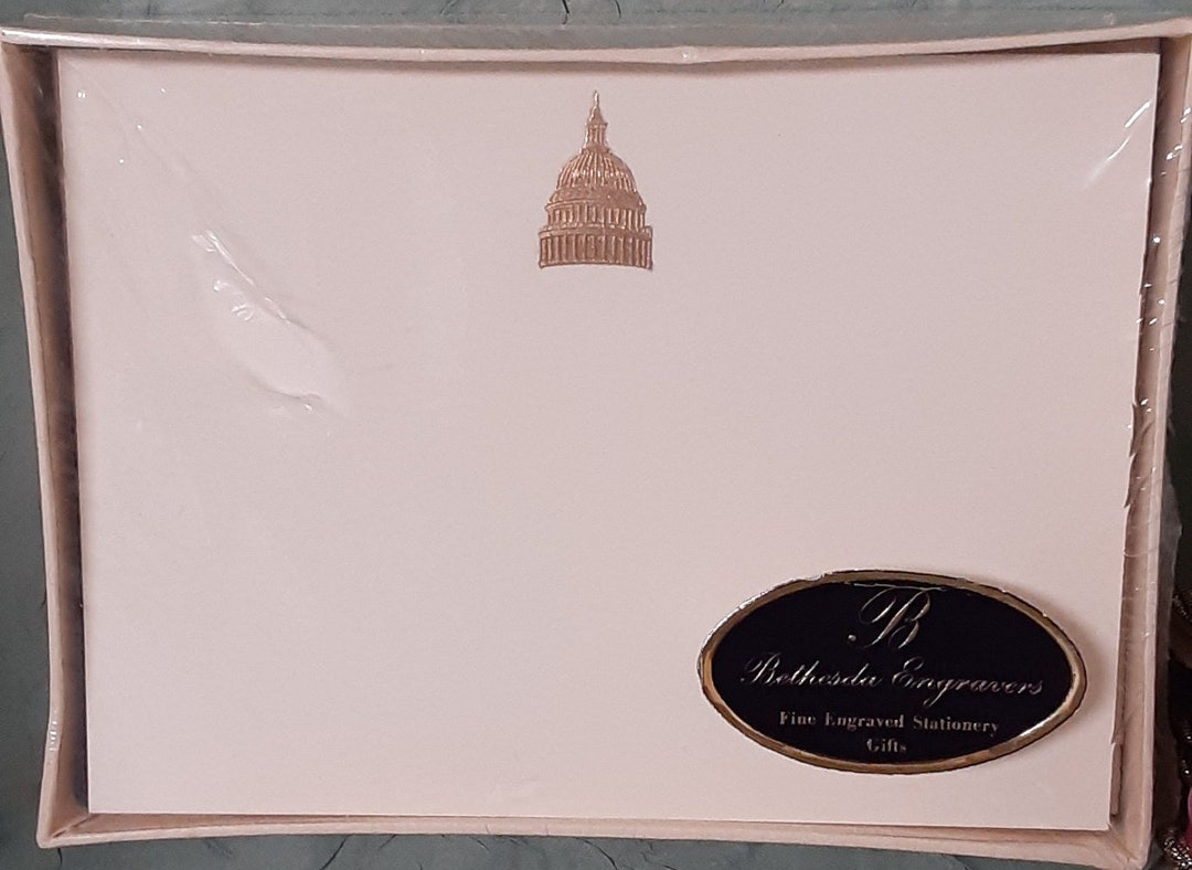 USA Capitol Dome Note Cards Envelopes Gold Engraved US Capitol Dome ...