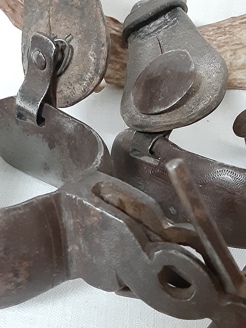 Antique Mexican Charro Cowboy Spurs Hand Forged Wrought Iron Blunt Tip ...