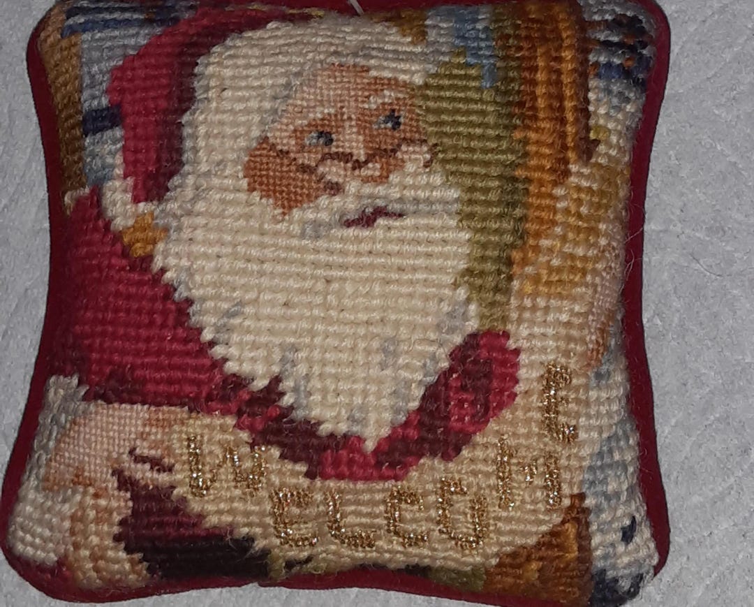 Christmas Pillow Door Knob Pillow Santa Welcome Blue Angel Peace Wool ...