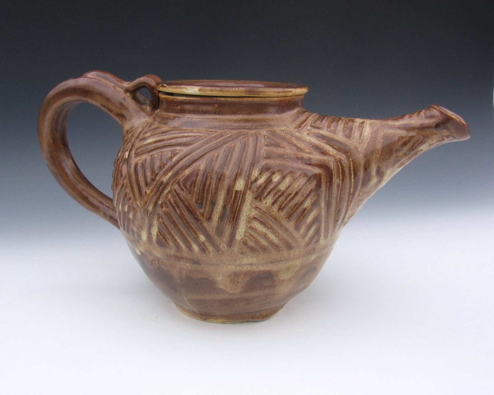 Carved Handthrown Ceramic Teapot - Etsy