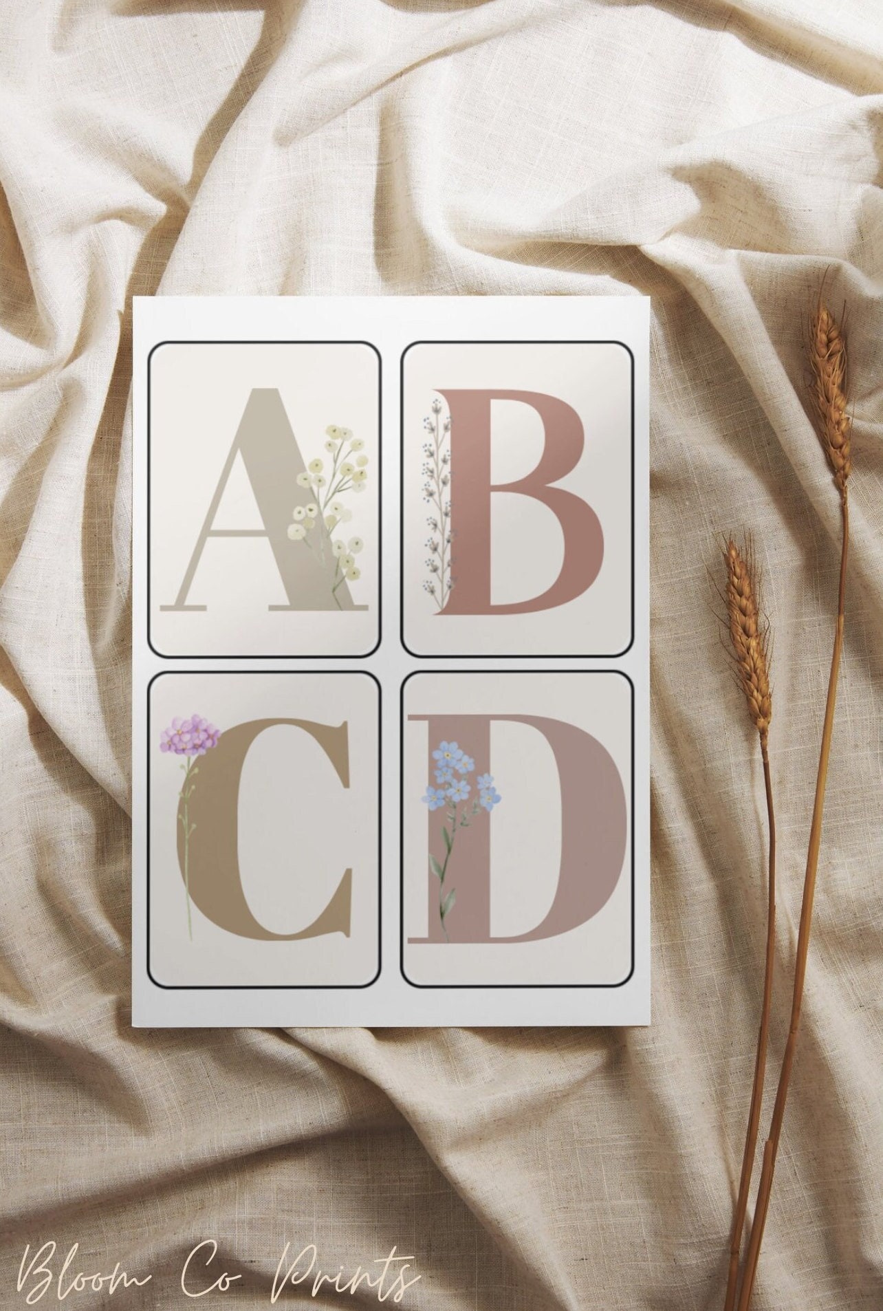 Wildflower Alphabet Cards, Preschool Cards, Homeschool Alphabet, Nature ...