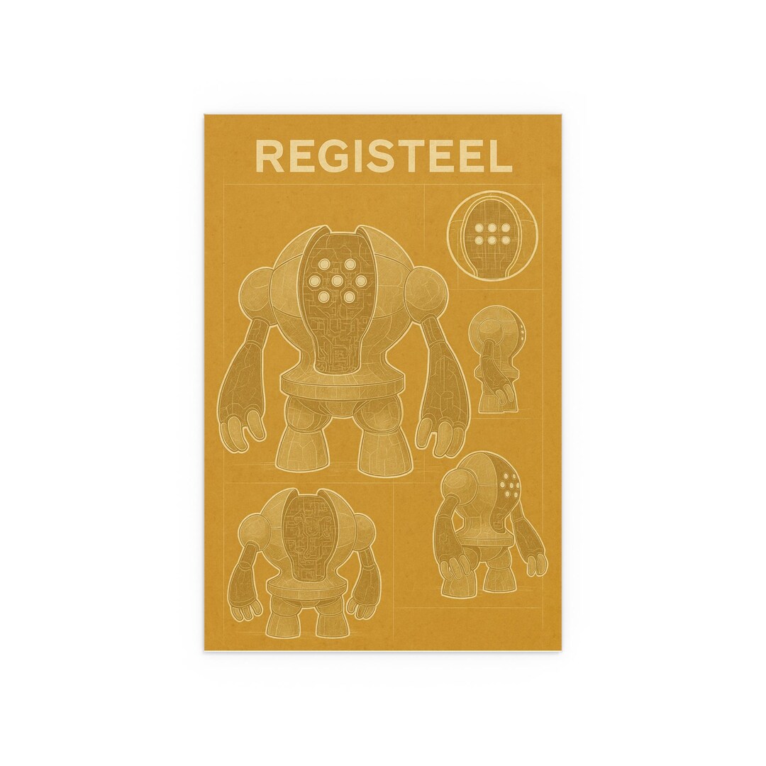 Registeel Blueprint Silk Poster, Pokemon Wall Art, Indoor/outdoor Decor ...