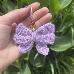 Cute and Coquette Handmade Crochet Beaded Bow Key Chain - Etsy