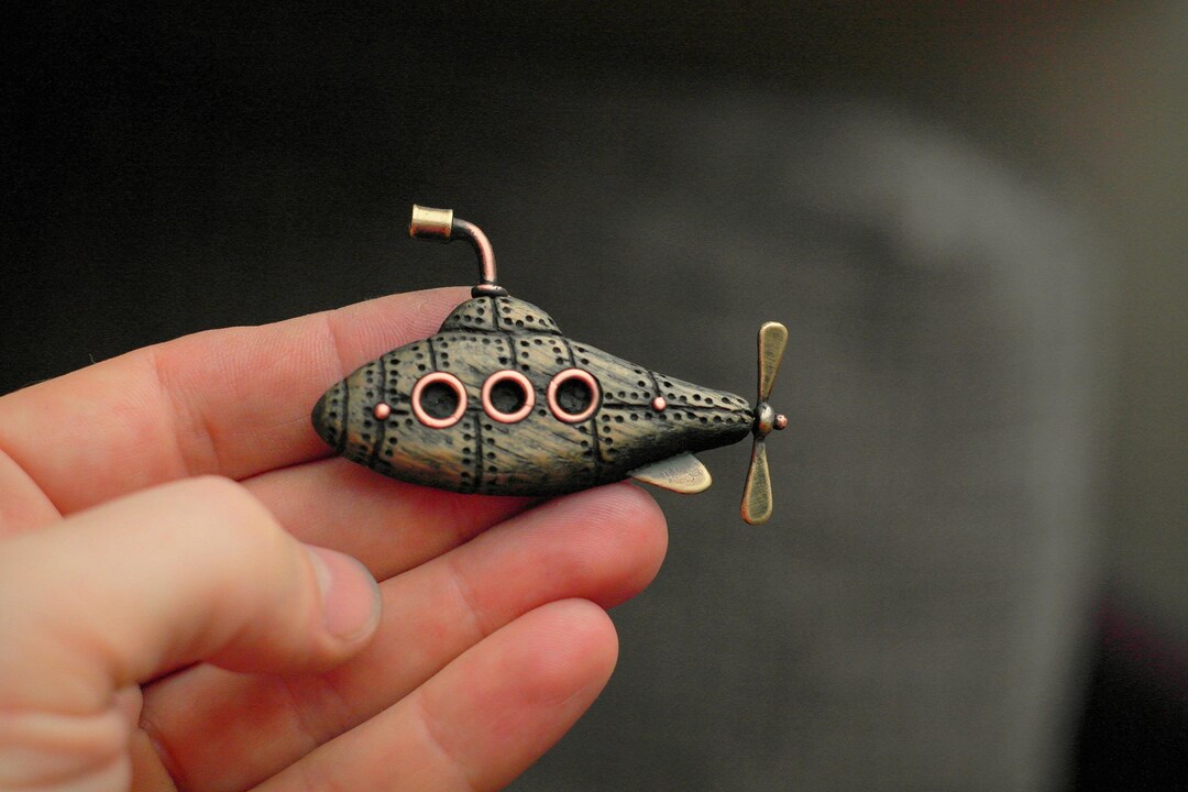 Handmade Wooden Brooch Submarine, Wood Carving, Navy, Ocean, Boho ...