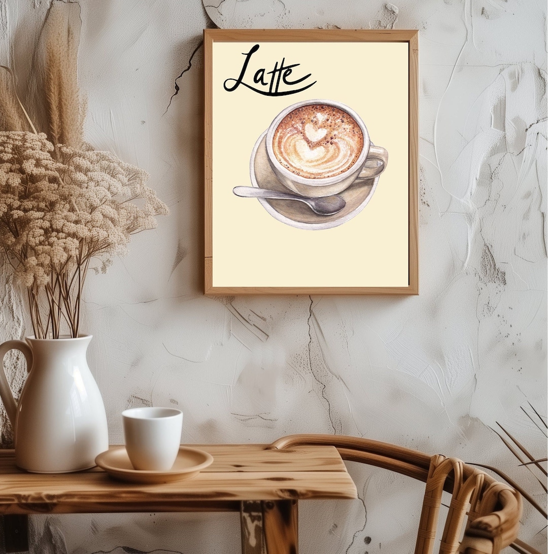 Latte Poster, Coffee Poster, Coffee Art, Coffee Gift, Kitchen Art, Wall ...