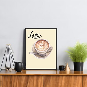 Latte Poster, Coffee Poster, Coffee Art, Coffee Gift, Kitchen Art, Wall ...