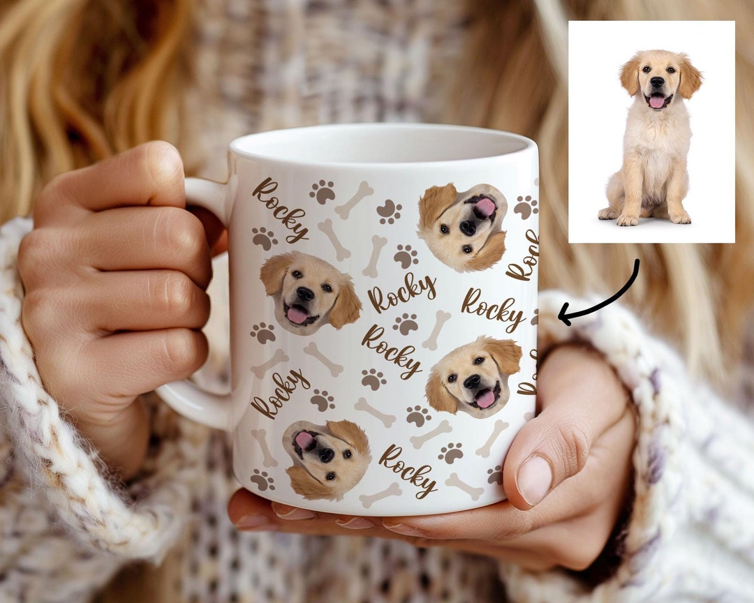 Personalized Pet Face Mug, Custom Dog Cat Mug, Personalized Pet Photo ...