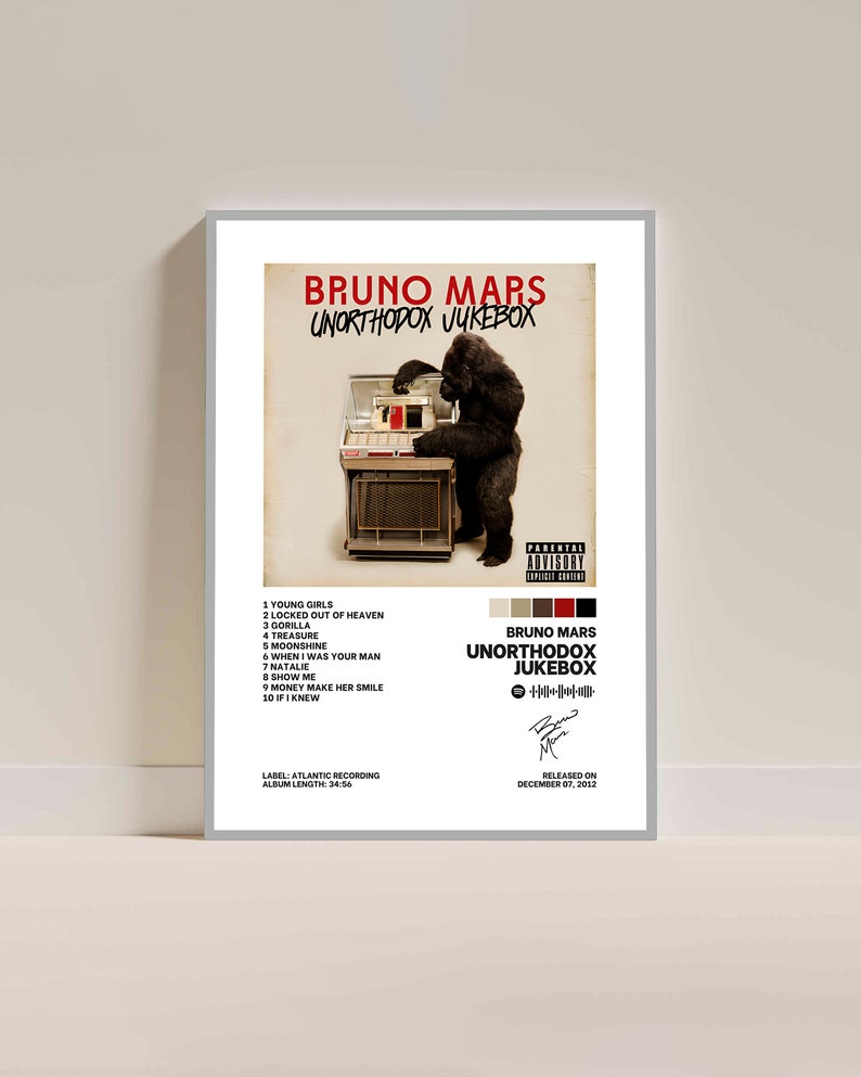 Bruno Mars Music Posters / Downloadable Digital Poster / Your Favorite ...