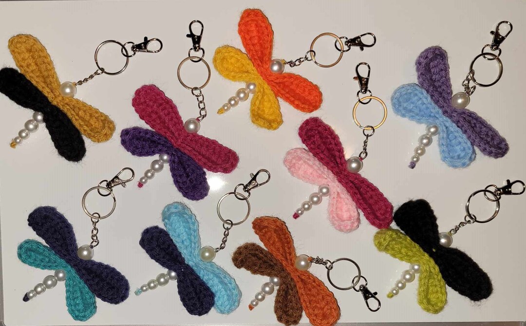 Crocheted Dragonfly Keychain - Etsy