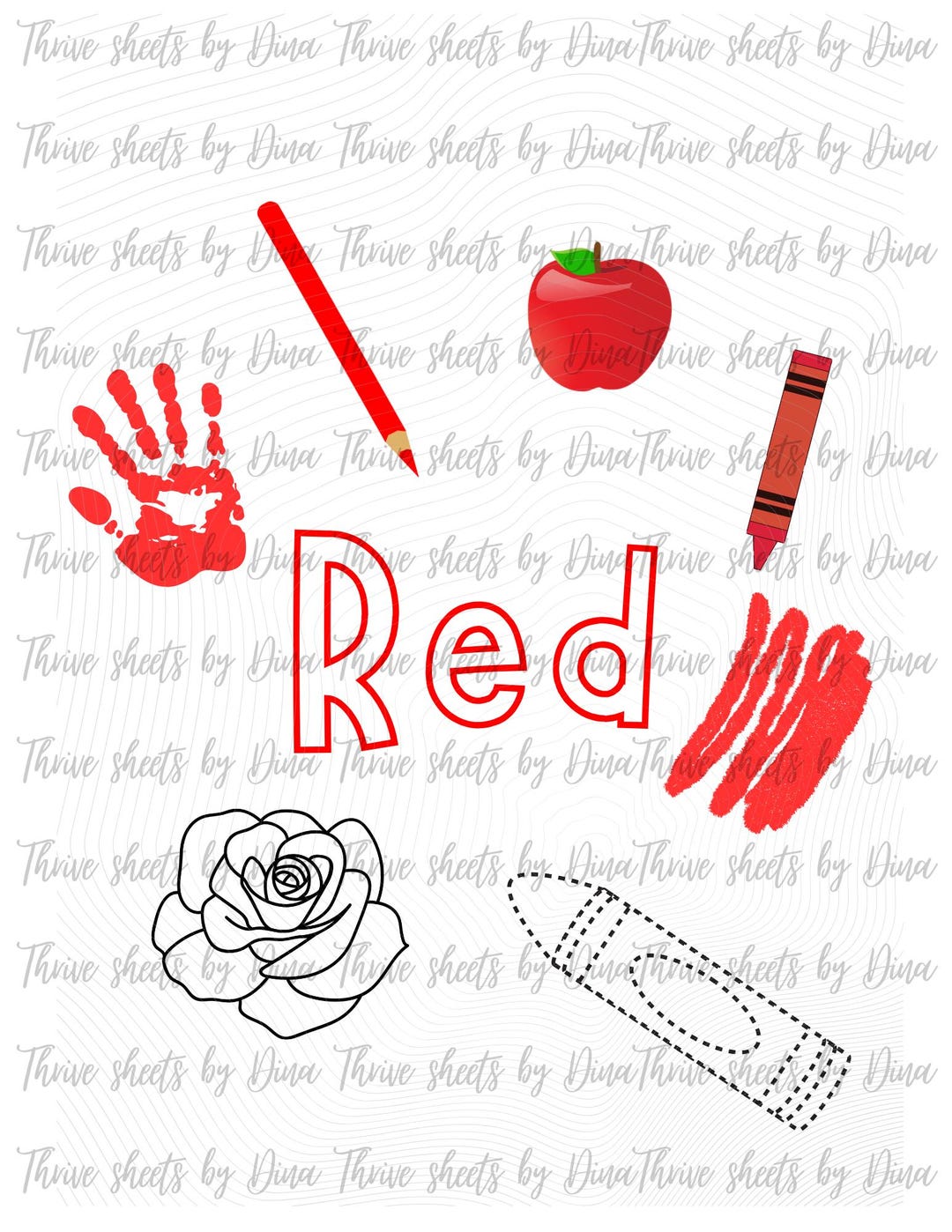 Color Red Activity Sheet - Etsy