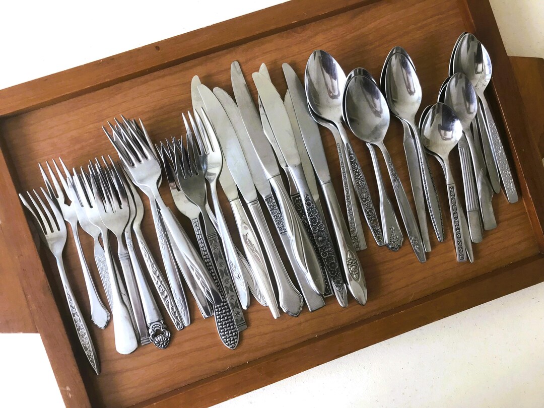 Vintage MCM Midcentury Mixed Mix-n-match Mismatched Stainless Flatware ...