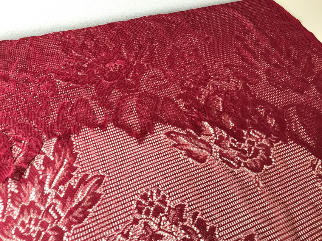Vintage Burgundy Wine Victorian Boudoir Feminine Floral Ruffled Lace ...