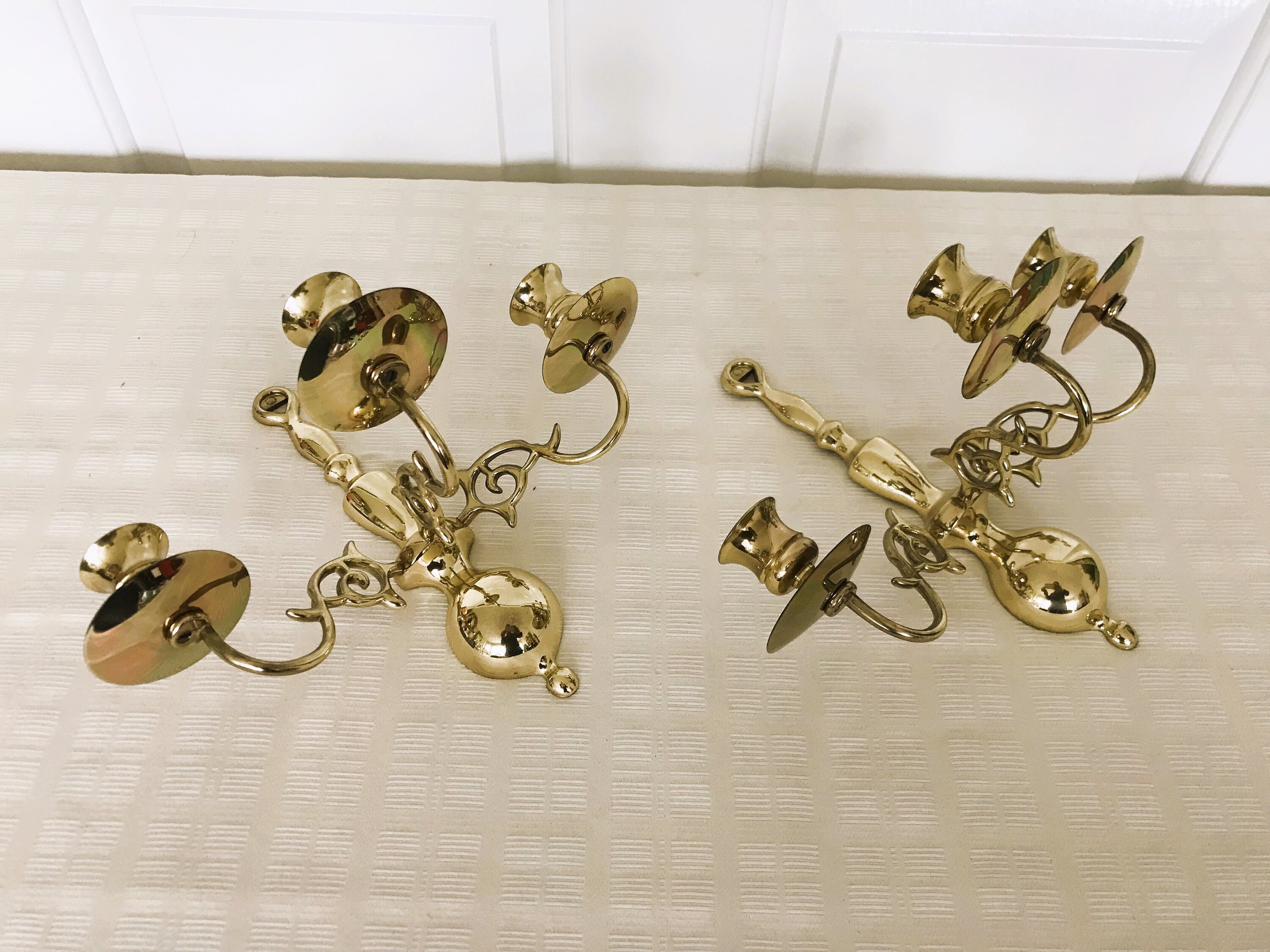 Vintage Triple Colonial Gold Metal Wall Hanging Sconces Candle - Etsy