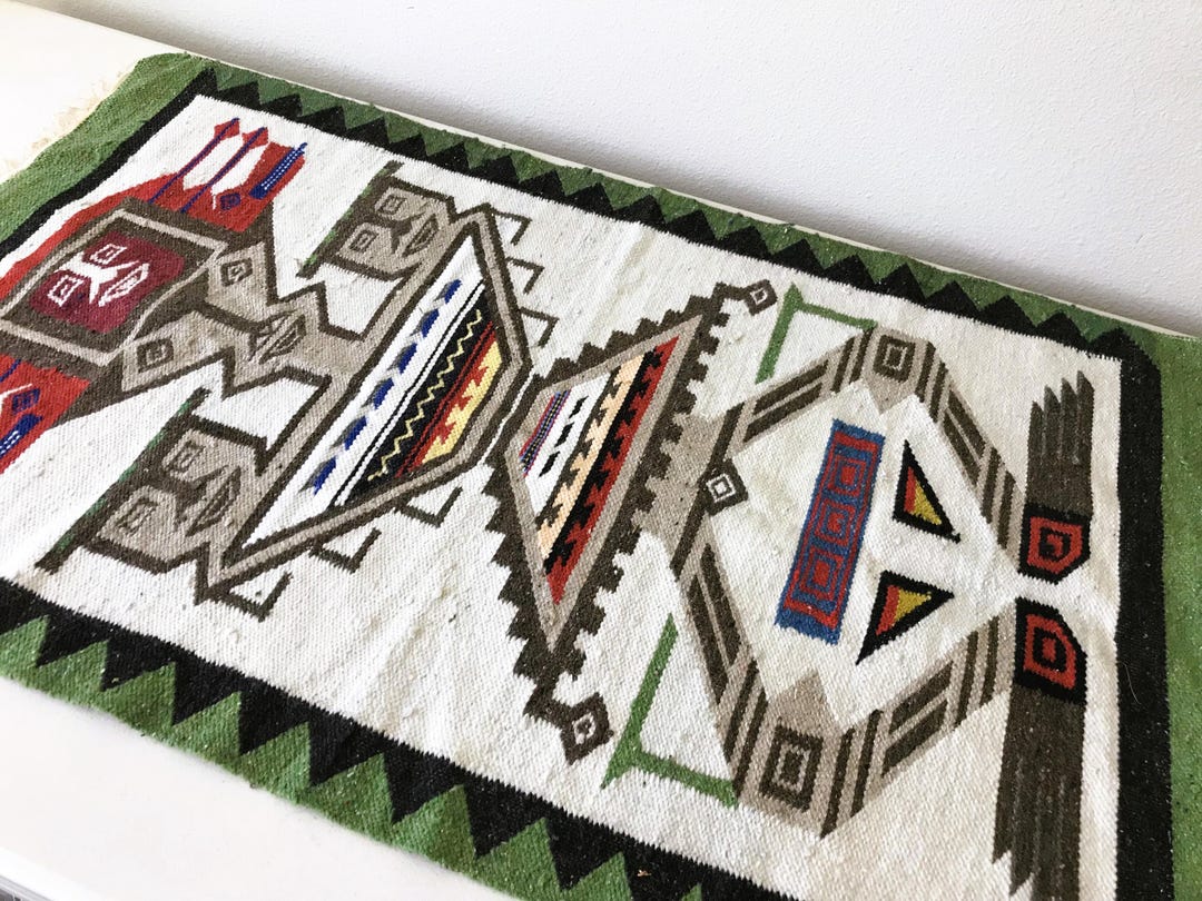Vintage Ecuadorian Wool Rug: Rustic Woven Wall Hanging 25" X 44" - Etsy
