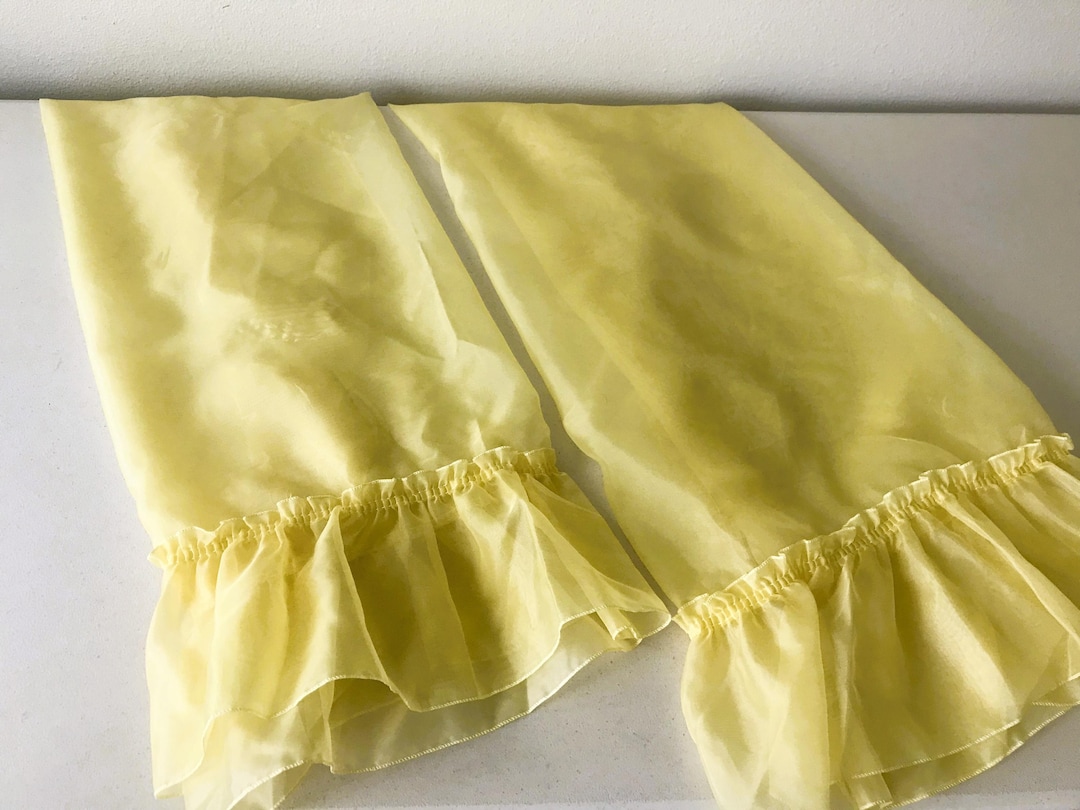 Vintage Sears Priscilla Curtains: Pastel Yellow Ruffled Sheer Panels - Etsy