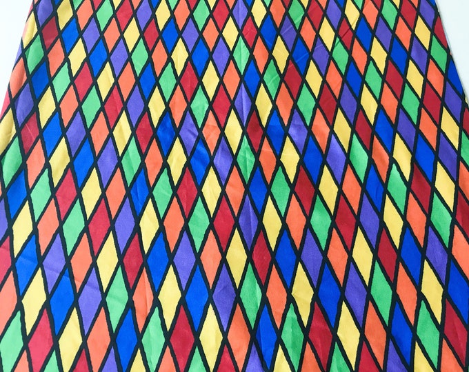 Vintage Stained Glass Harlequin Diamond Bright Colors Poly Polyester ...